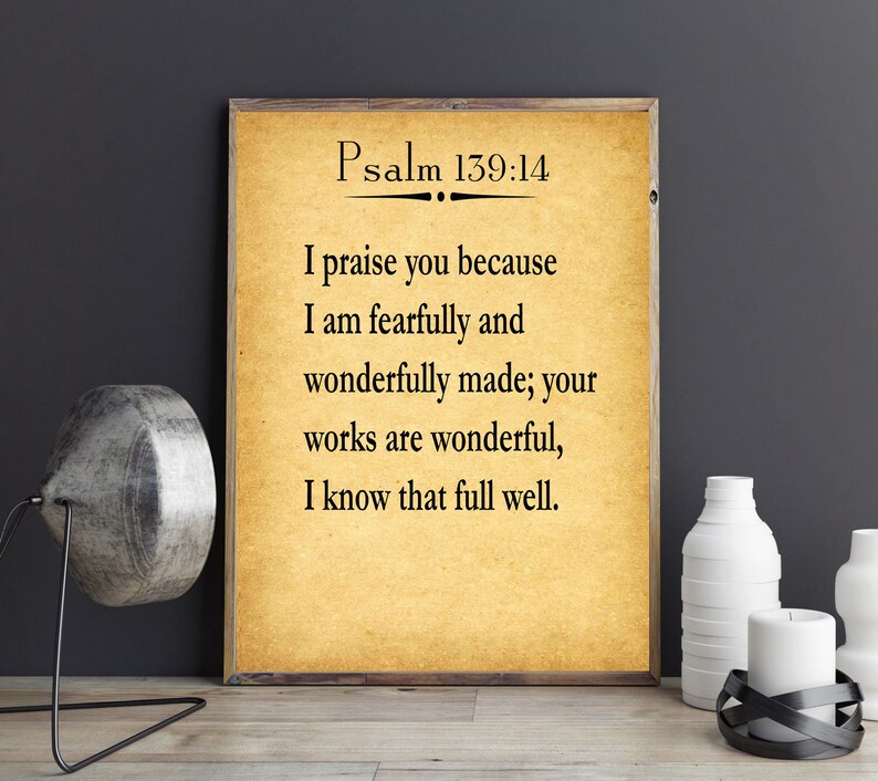 Psalm Print Psalm 139:14 Bible Poster Bible Quote Wall Art | Etsy