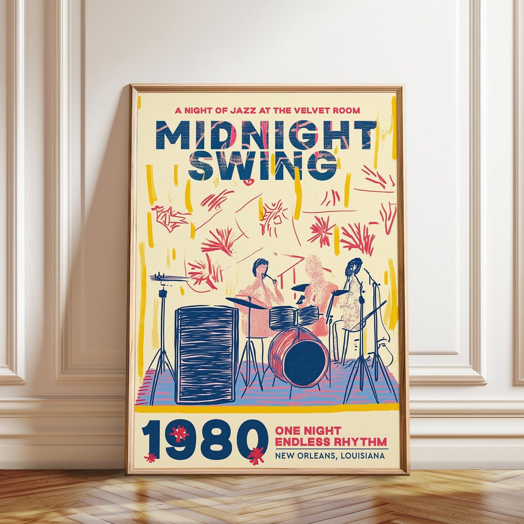 Retro Jazz Band Poster: 1980s New Orleans Music Art Print - Etsy