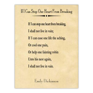 If I Can Stop Poem by Emily Dickinson - Poster, Framed, and Canvas ...