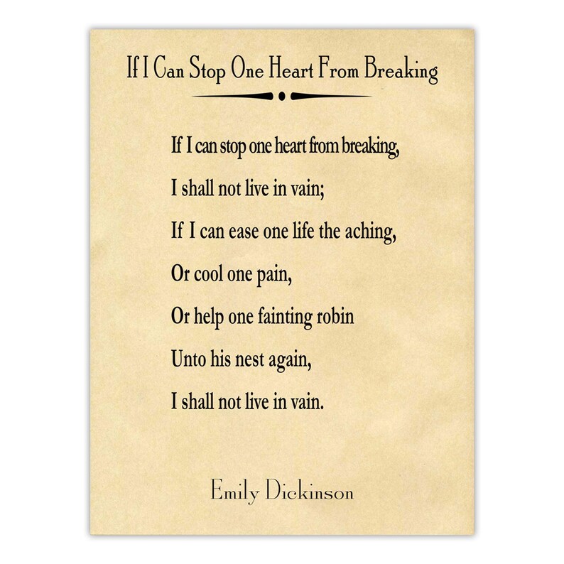 If I Can Stop Poem by Emily Dickinson - Poster, Framed, and Canvas ...