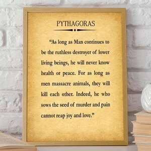 Pythagoras Vegan Quote Vegetarian Poster - Etsy