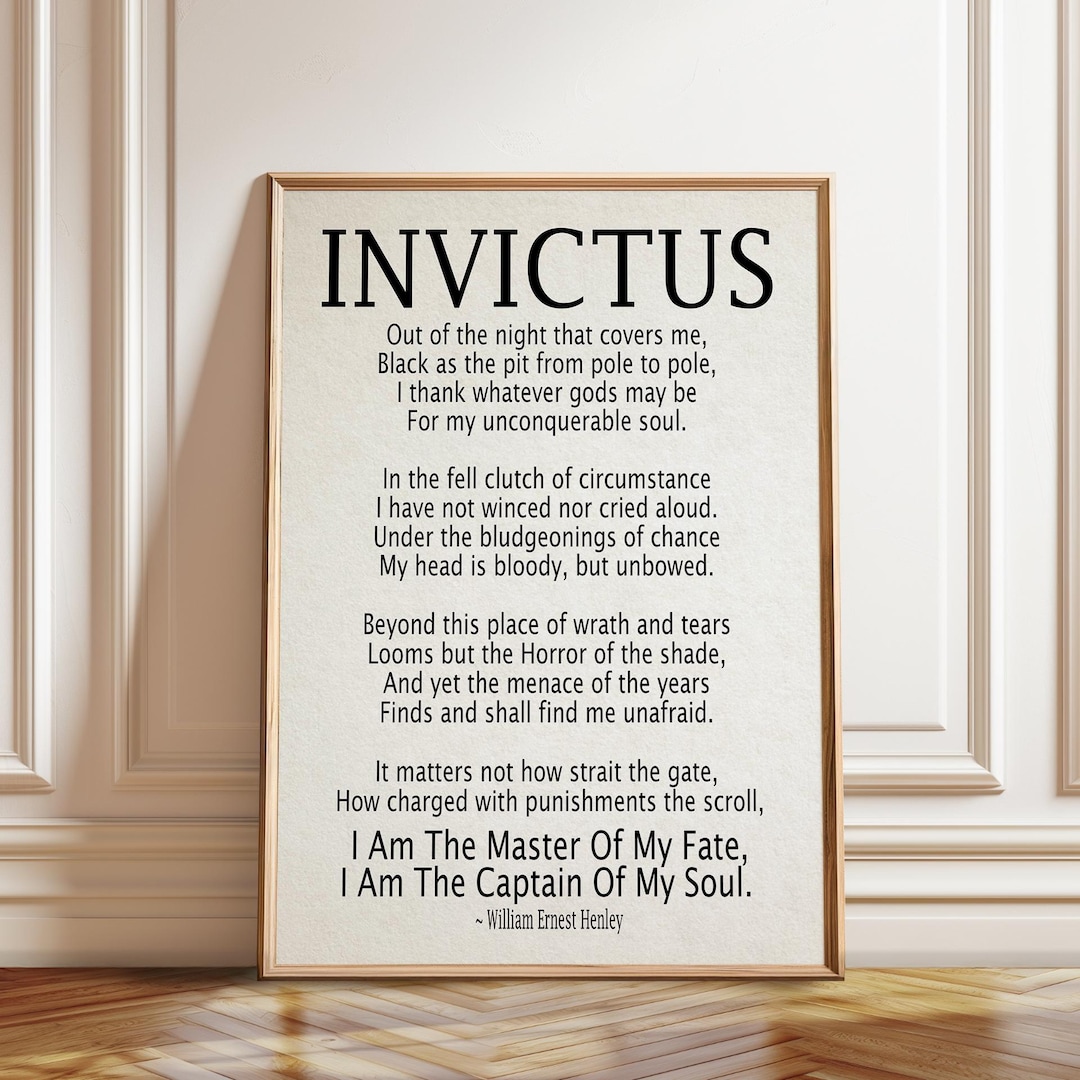Invictus Poem Art Print: William Ernest Henley Typography Poster - Etsy