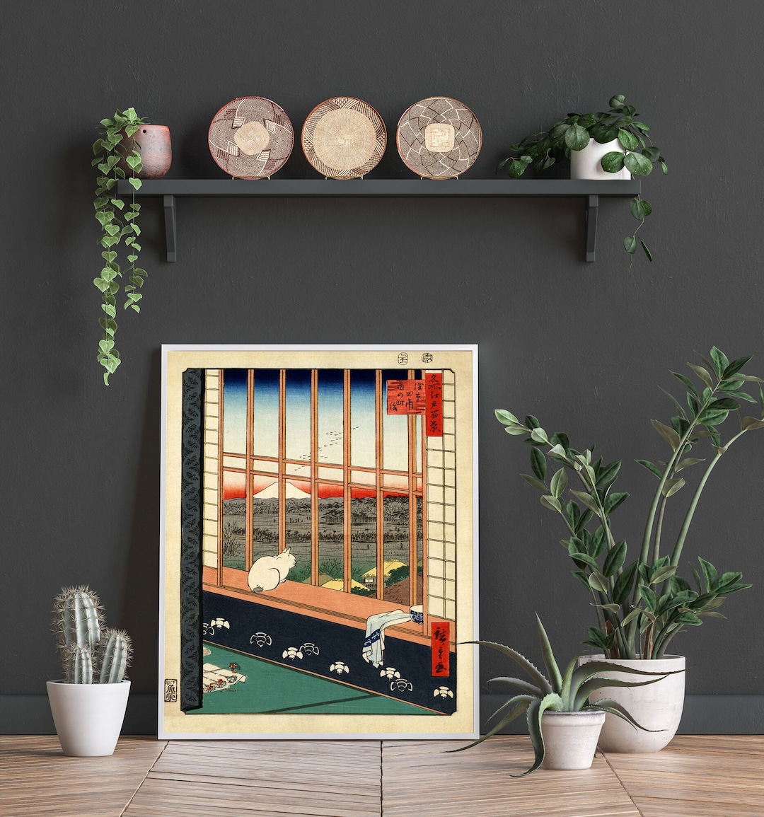 Majestic White Cat Poster: Japanese Cat Master Captivating All - Etsy