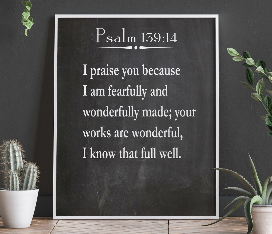 Psalm Print Psalm 139:14 Bible Poster Bible Quote Wall Art - Etsy