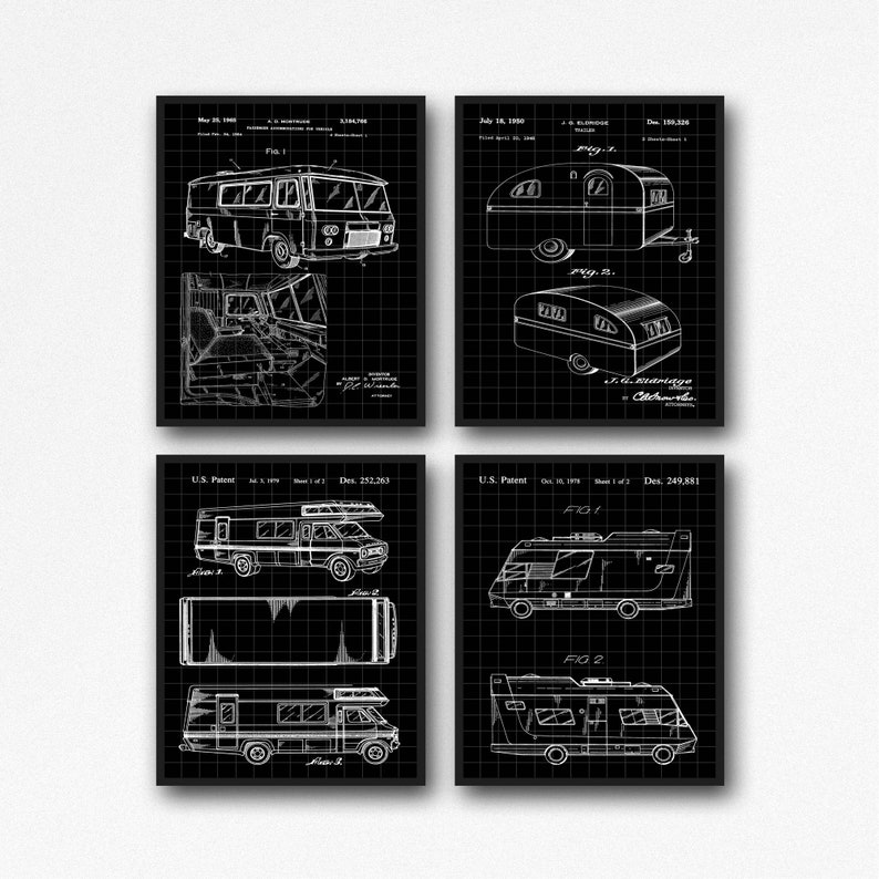 4 Camper Van Posters RV Travel Posters Set of 4 | Etsy
