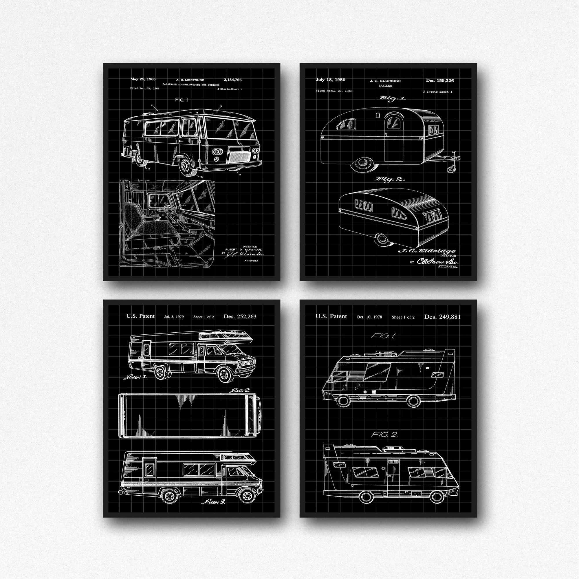 4 Camper Van Posters RV Travel Posters Set of 4 - Etsy