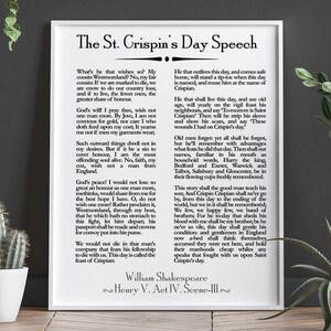William Shakespeare Quote St. Crispin's Day Speech Brainy Quote - Etsy