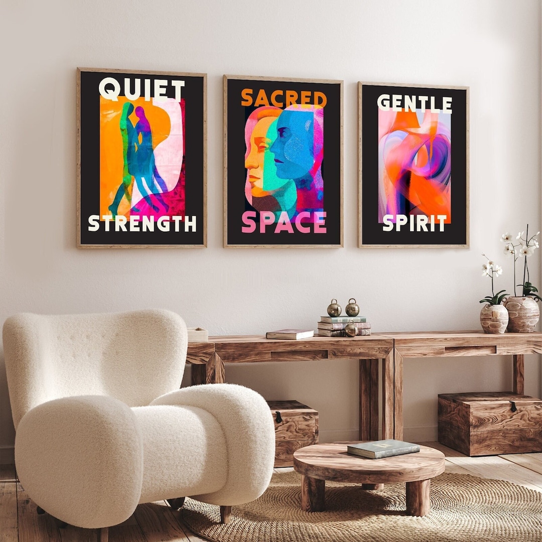 Inspirational Quotes Abstract Wall Art Set of 3 Colorful Abstract Wall ...