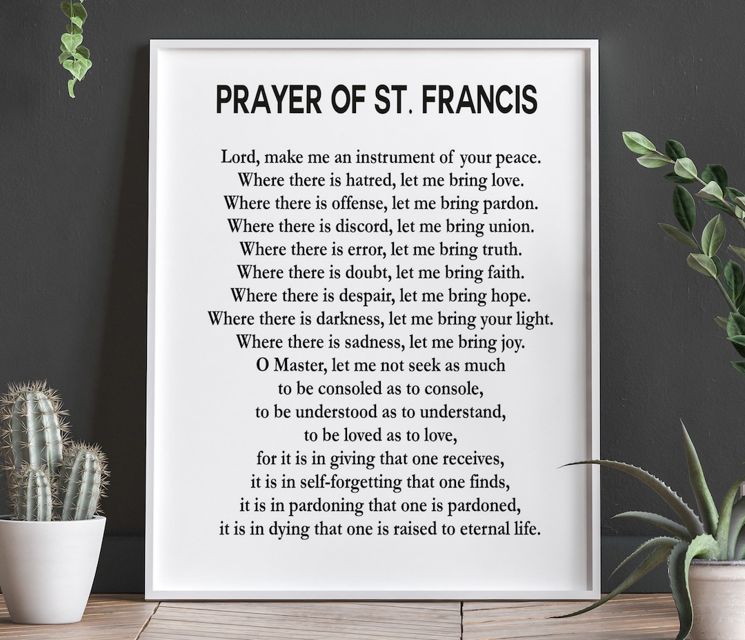 Prayer of St Francis Prayer Poster Prayer Wall Art Christian Wall Art ...