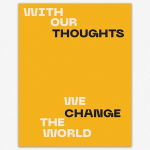 Vibrant Yellow Inspirational Wall Poster Change the World: Modern ...