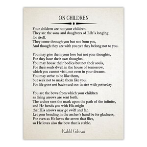 On Children Poem by Kahlil Gibran Quote the Prophet - Poster, Framed ...