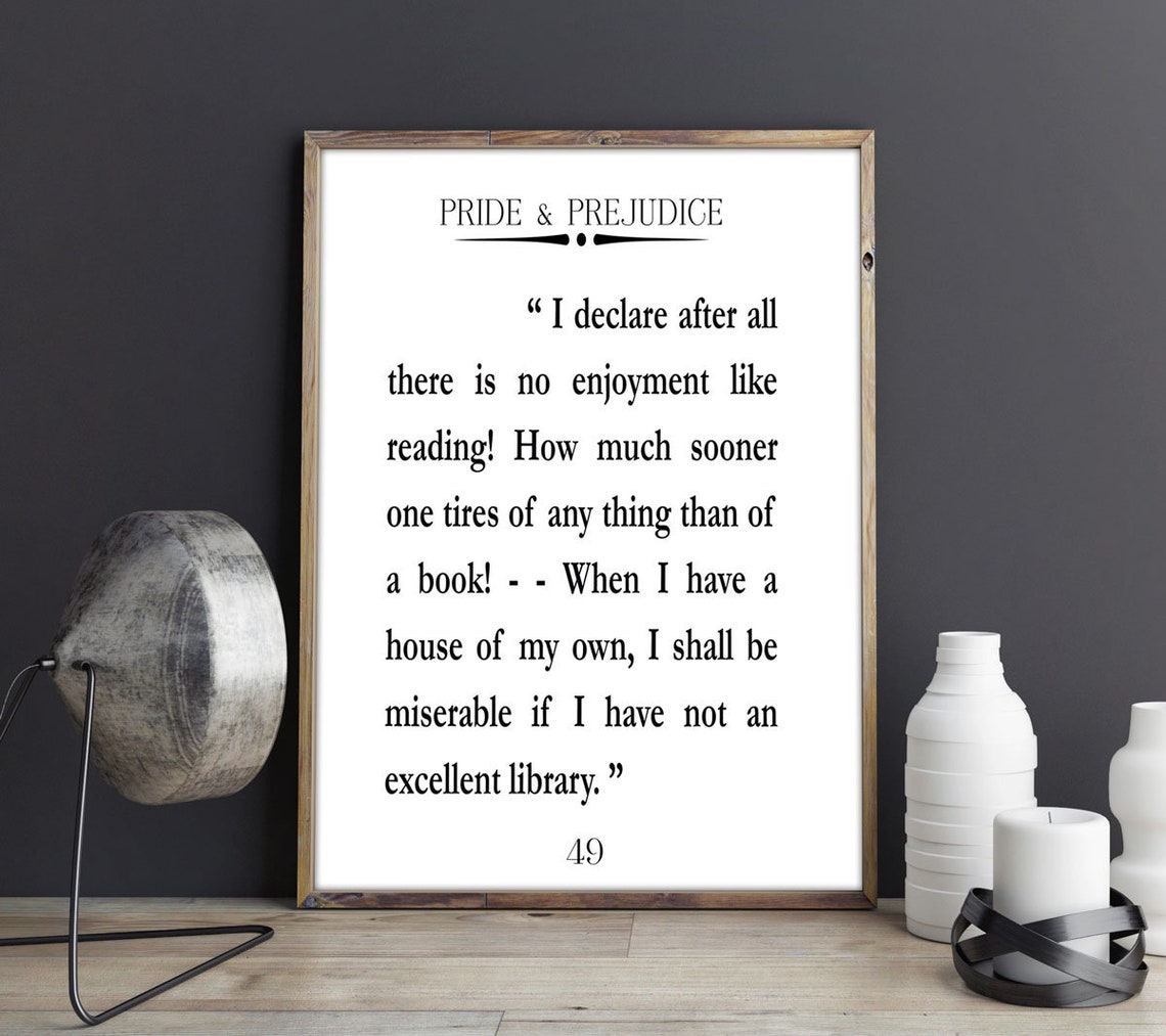 Pride and Prejudice Quote Jane Austin Quote Reading Quote | Etsy
