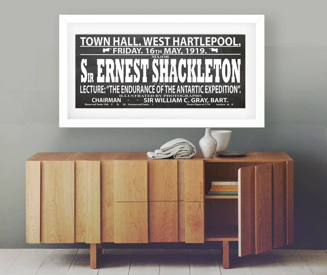 Vintage Sign for Lecture by Sir Ernest Shackleton 1919 Exploration ...