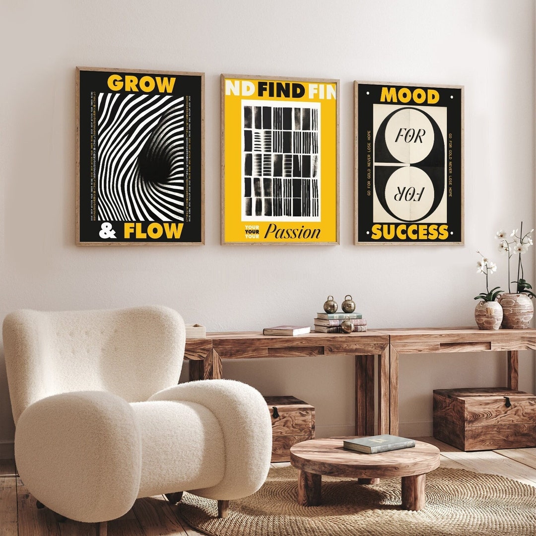 Growth Mindset Wall Art Set of 3 Posters - Positivity Art Illustation ...