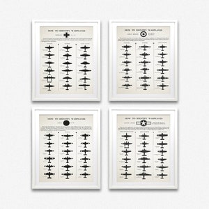 WWII Warplanes Chart Set of 4 Military Aviation Prints - Etsy