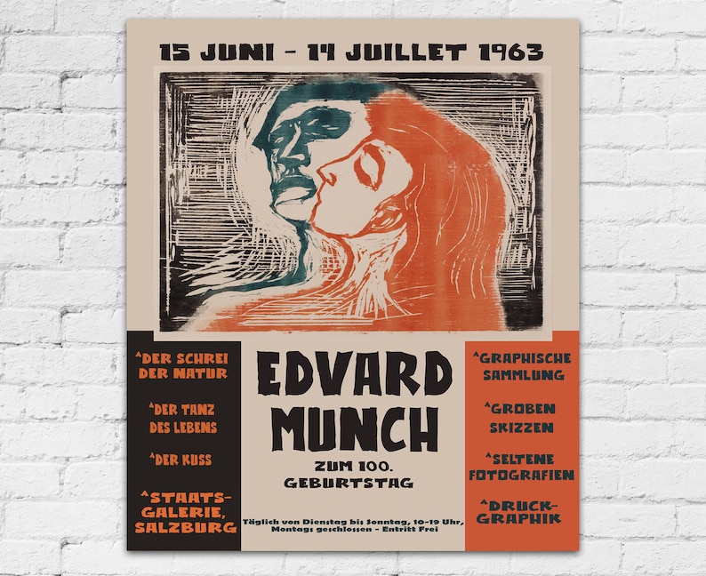 Edvard Munch Exhibition Poster 1963 Abstract Museum Poster Art - Etsy