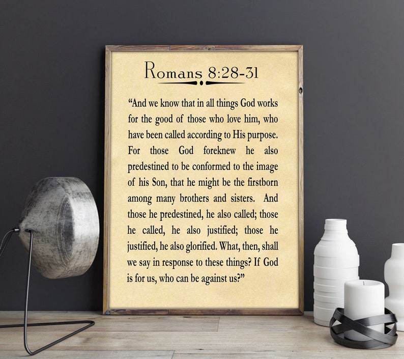 Romans 8:28-31 Bible Decor Bible Wall Art Scripture Posters | Etsy