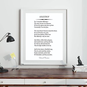 Adlestrop by Edward Thomas 1914 Poetry Poster Poetry Decor | Etsy