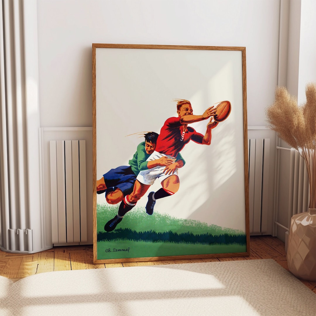 Vintage Rugby Poster: Classic Rugby Illustration for Rugby Enthusiasts ...