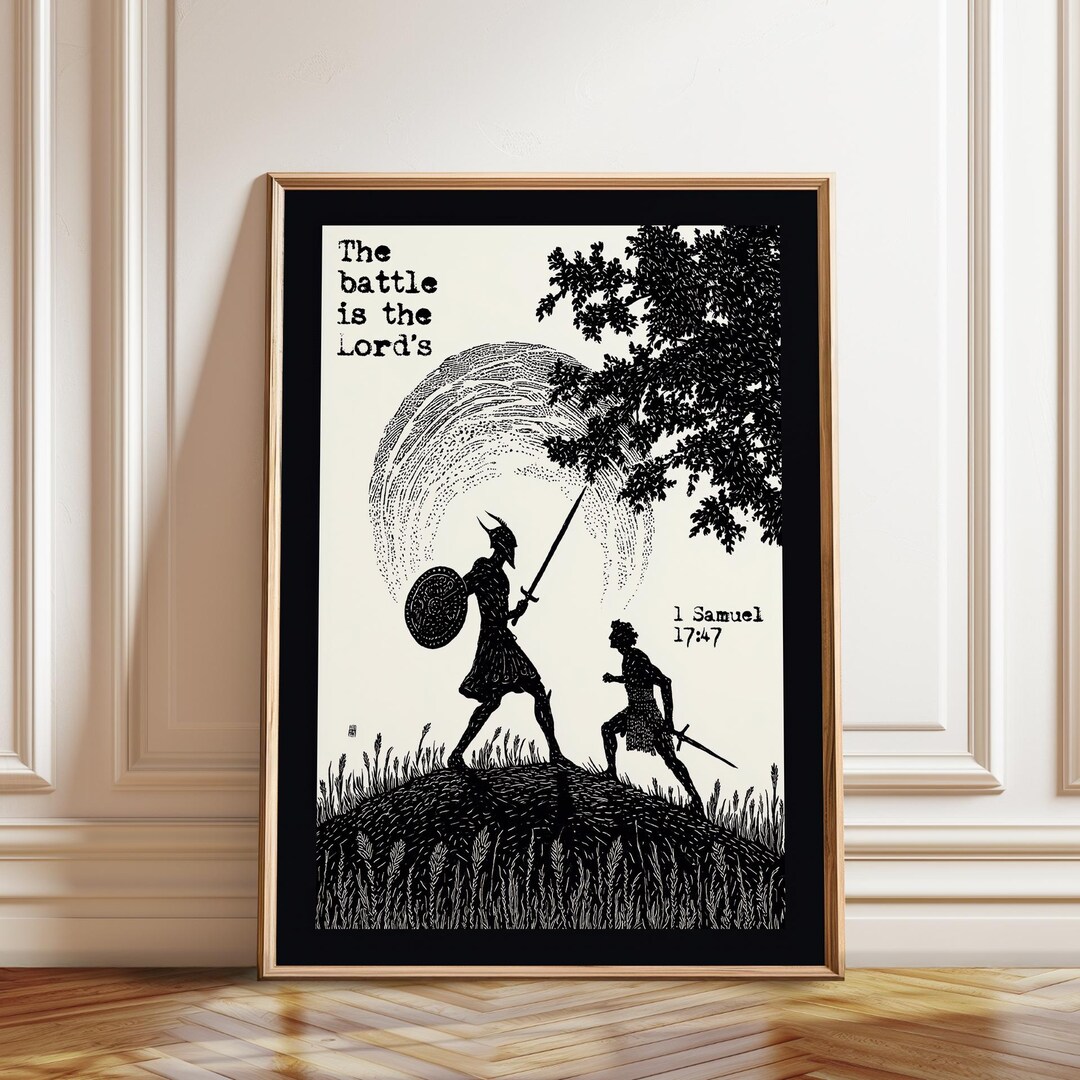David and Goliath Bible Wall Art Print - 1 Samuel Verse Poster - Etsy