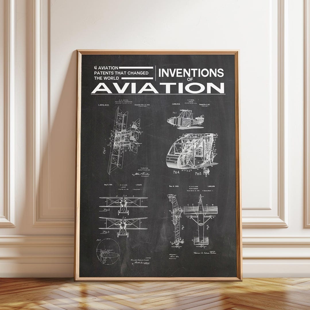 Aviation Patent Art Print: Vintage Airplane Inventions - Pilot Decor - Etsy