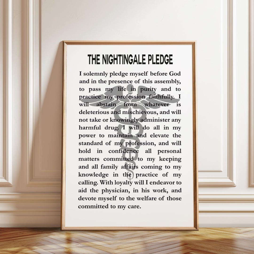 Nightingale Pledge Print - Nurse Graduation Gift, Medical Decor - Etsy