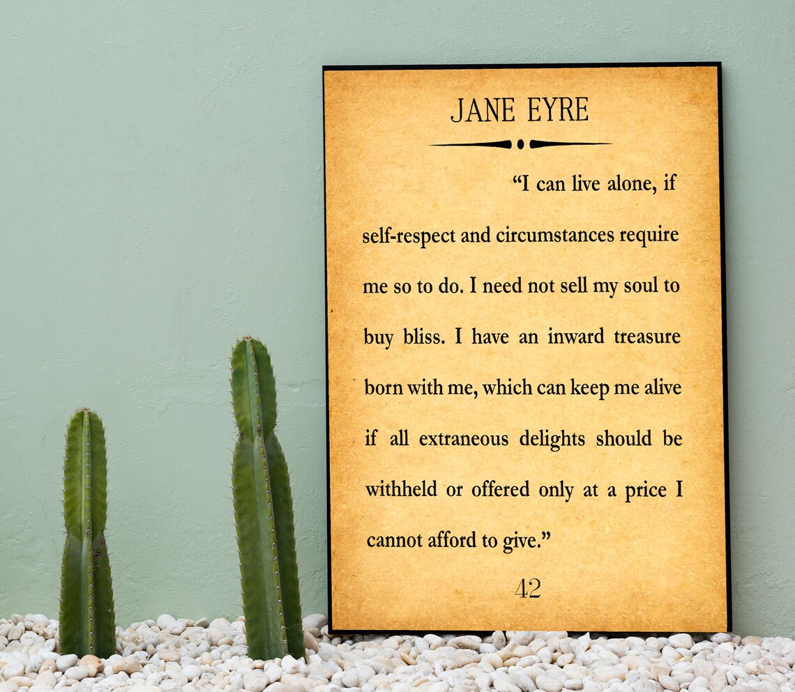 Jane Eyre Quote Jane Eyre Large Book Quote Wall Art Charlotte | Etsy