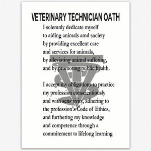 Vet Tech Gift Veterinary Technician Oath Vet Tech Gift Oath Pledge Gift ...