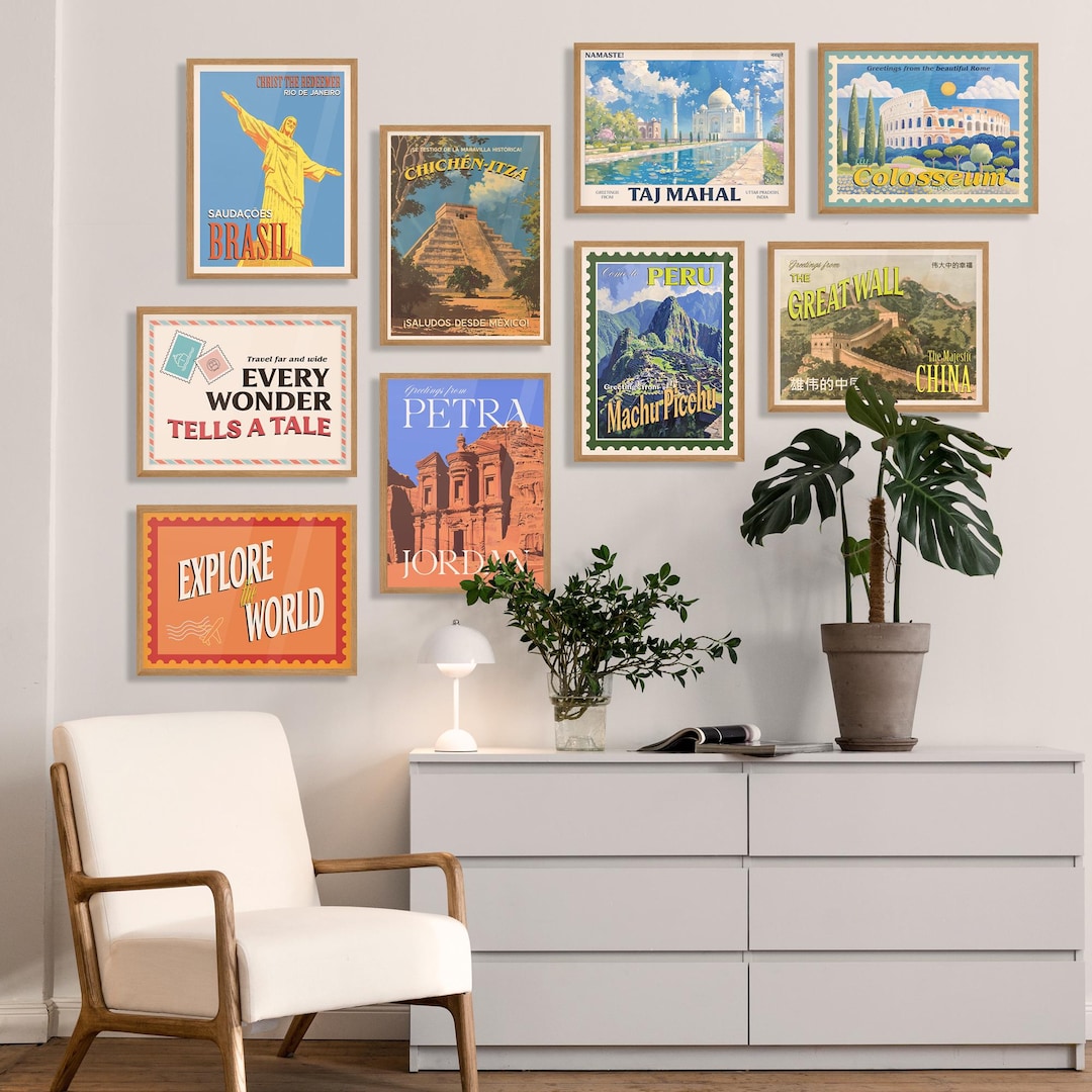 7 Wonders of the World Posters: Global Landmarks Art (framed & Unframed ...
