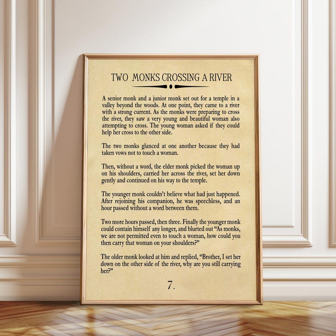 Two Monks Crossing A River Parable Buddhist Wisdom Story - Poster ...