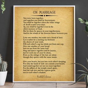 On Marriage Poem by Khalil Gibran the Prophet Print - Etsy