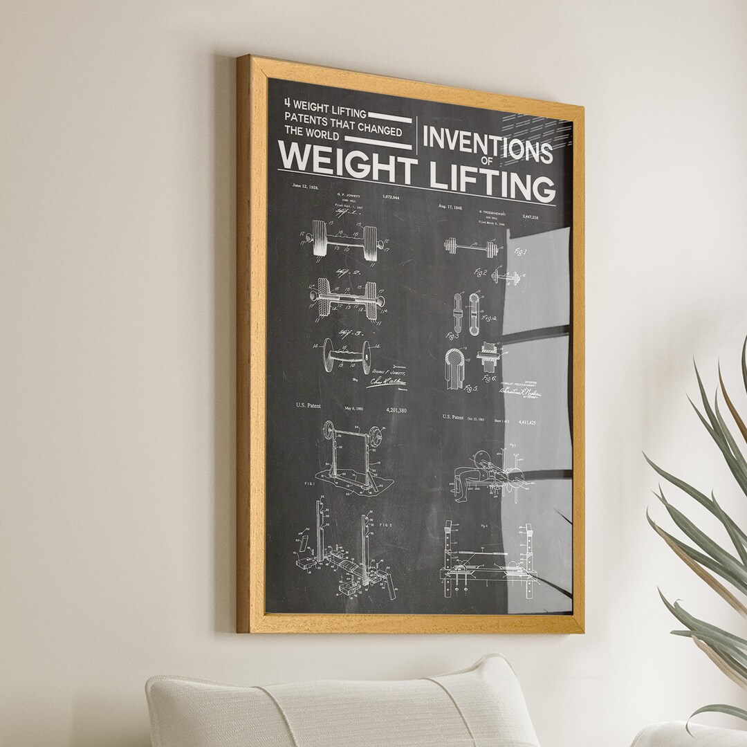 Weight Lifting Patent Prints - Celebrate Inventions of Fitness in Prints - Ideal Gift for Weight ...