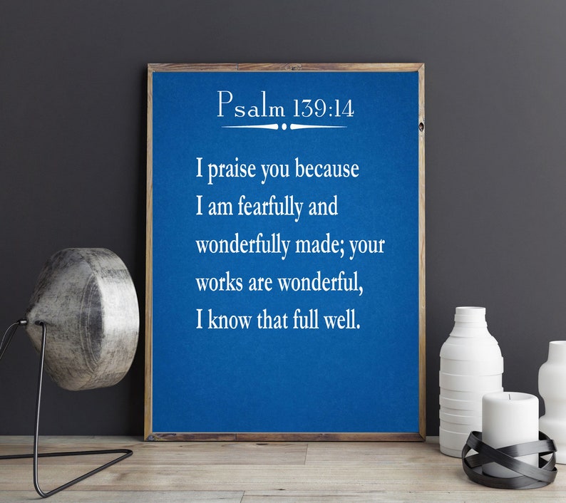 Psalm Print Psalm 139:14 Bible Poster Bible Quote Wall Art | Etsy