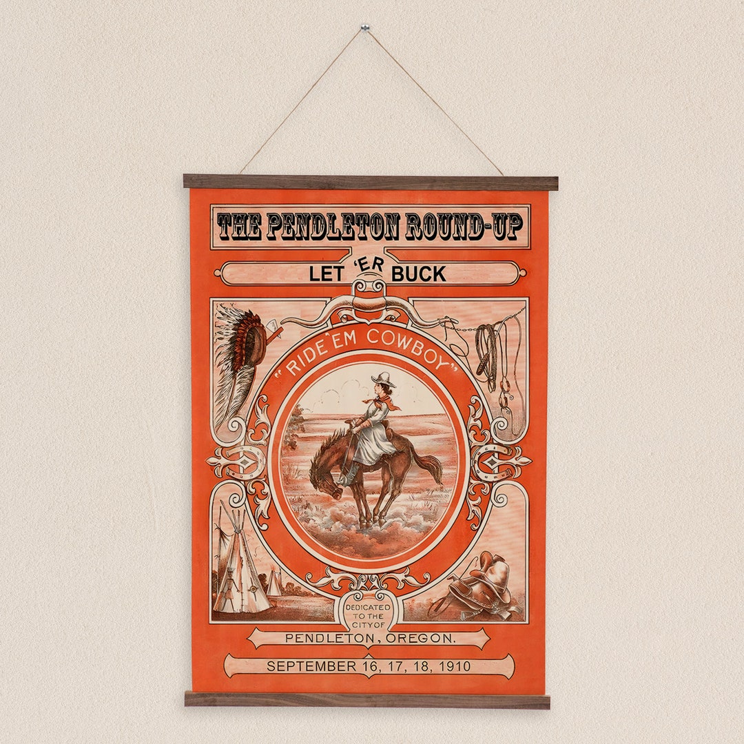 Western Cowboy Wall Hanging Decor Pendleton Round-up Rodeo Wall Hanging ...