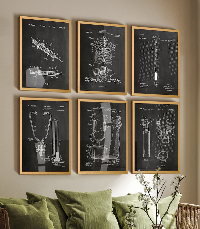 Retro Medical Patent Art Print Set: Doctor Office Wall Decor - Etsy
