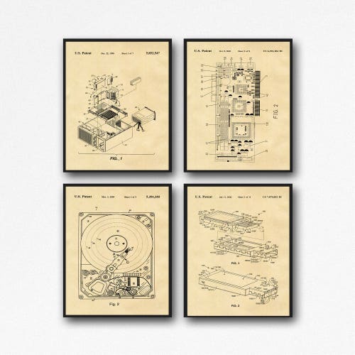 Computer Patent Set of 6 Computer Prints IT Wall Art Computer - Etsy