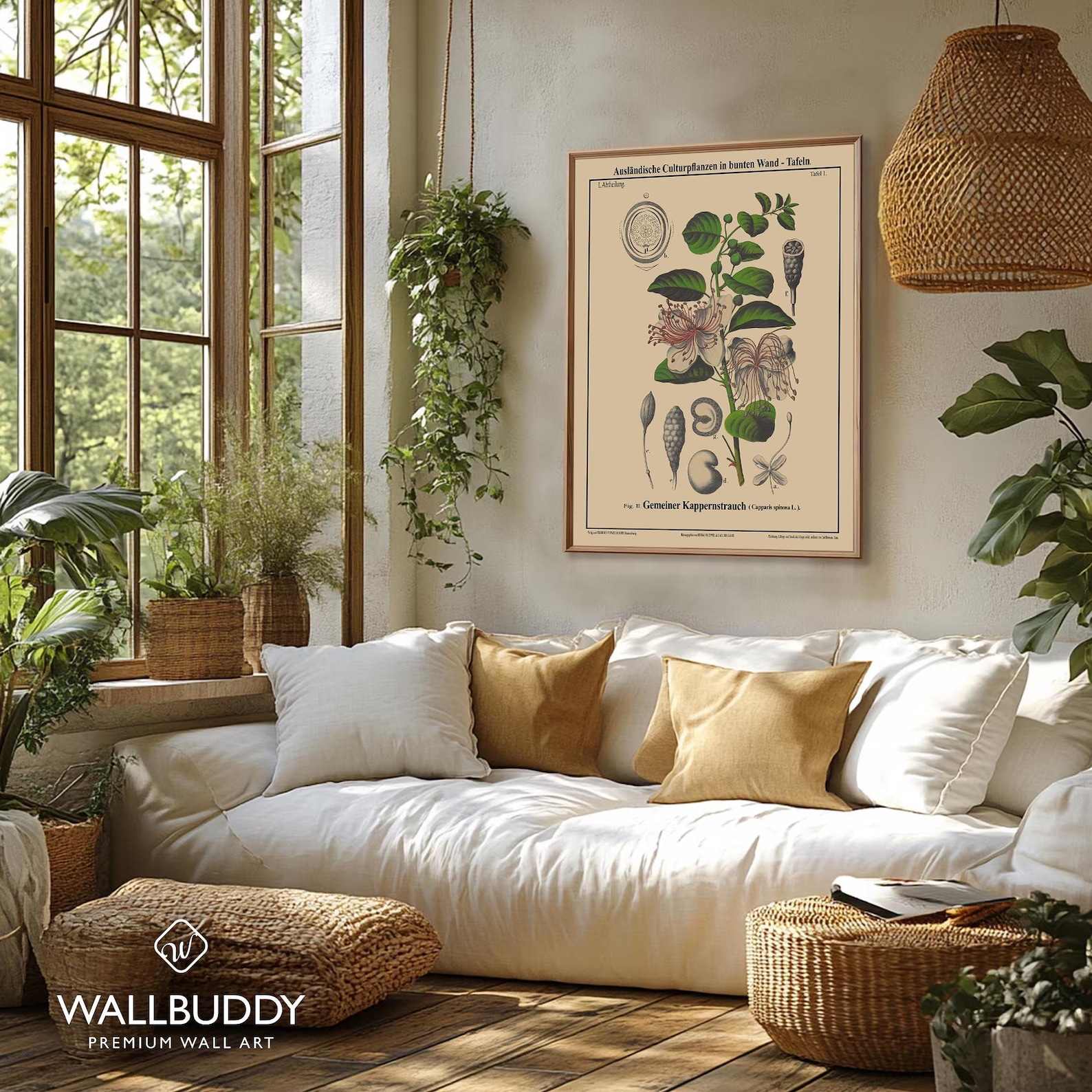Caper Bush Botanical Print – Vintage Capparis Spinosa Illustration Wall ...