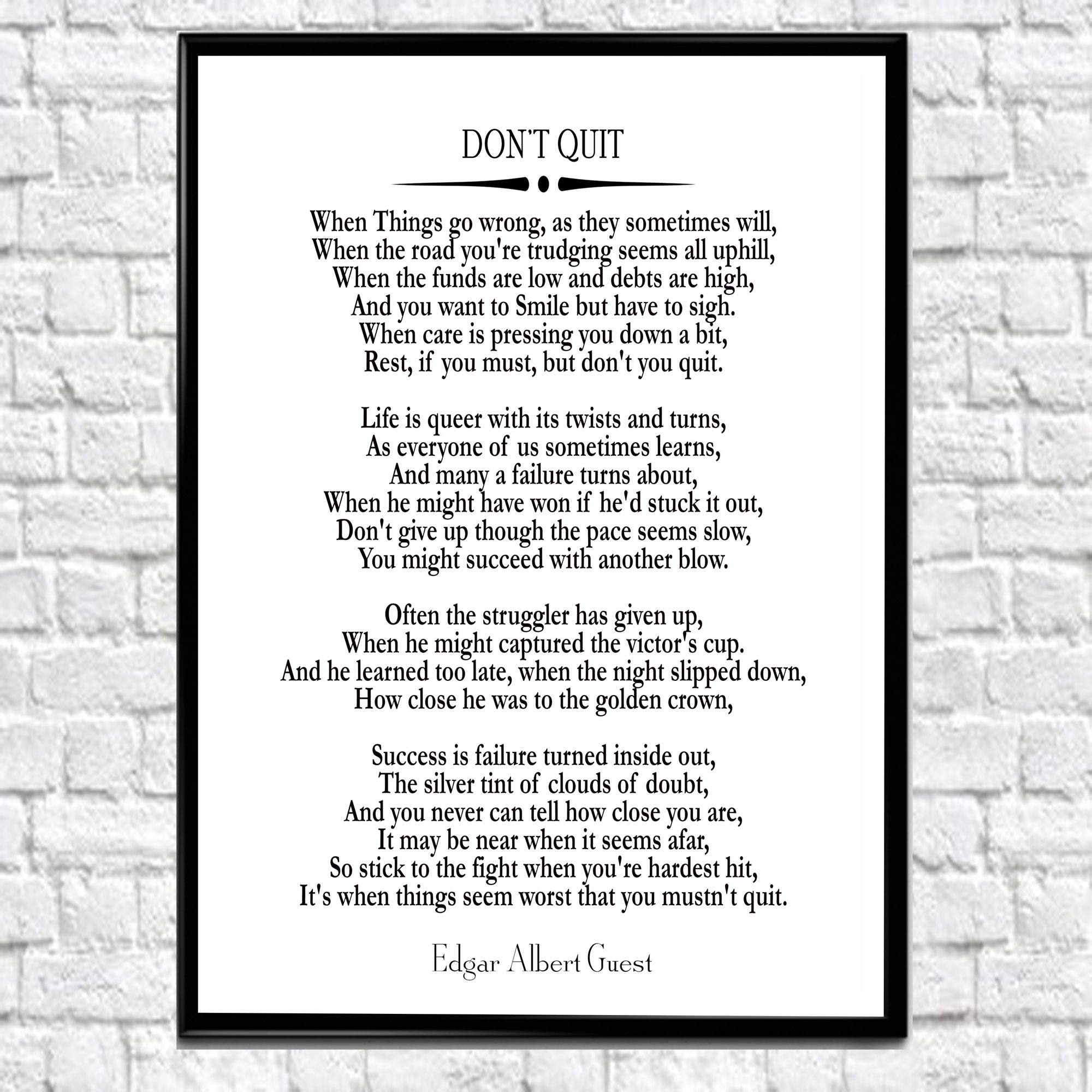 Don't Quit Poem Don't Quit Motivational Poem Inspiring - Etsy Canada