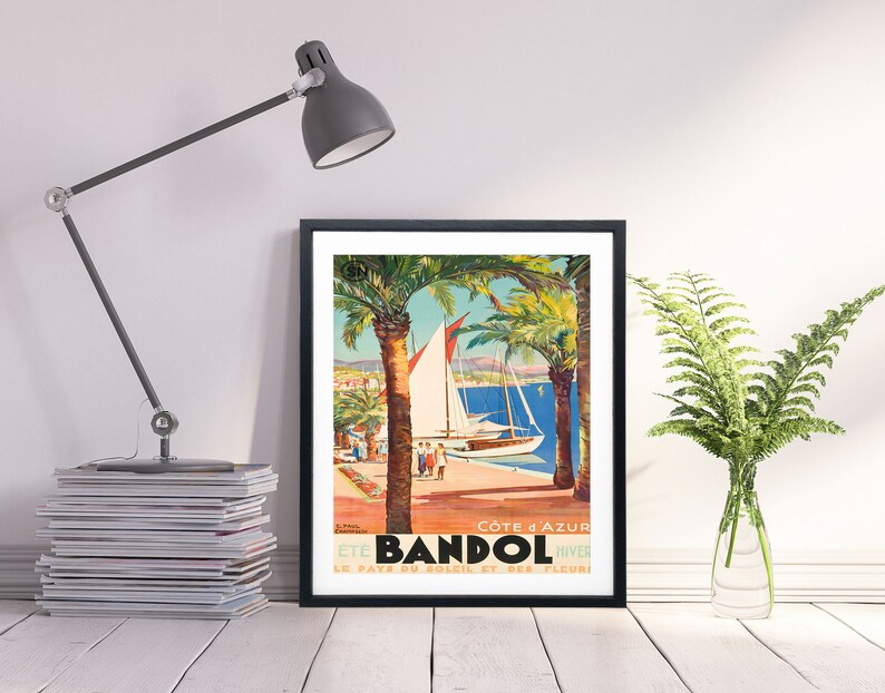 French Travel Posters French Wall Decor Bandol Poster Summer - Etsy