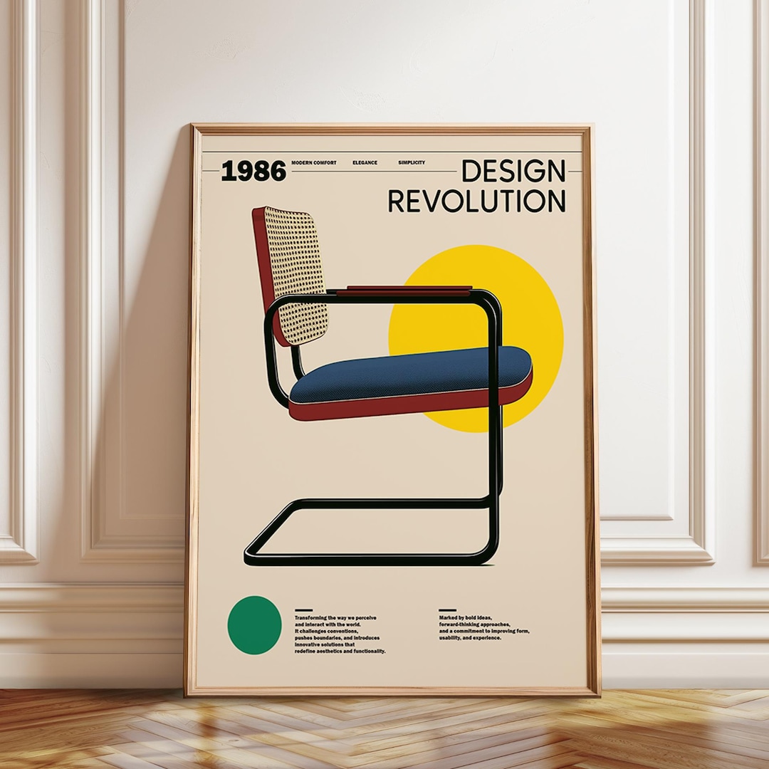 Bauhaus Cesca Chair Art Poster – Modernist Furniture Design Print ...