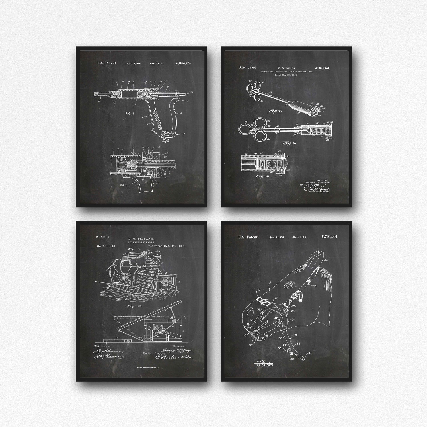 Vet Patent Prints Veterinary Poster Set of 4 Veterinarian - Etsy