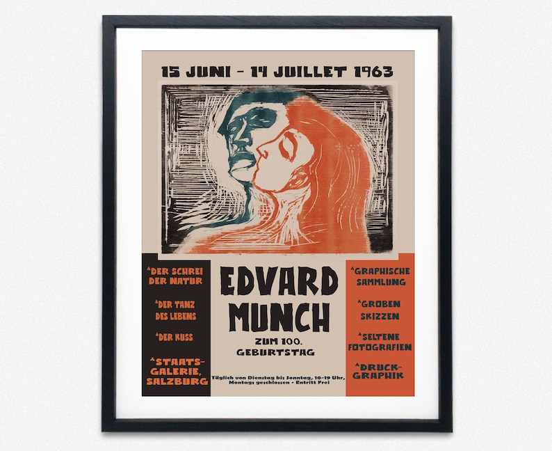 Edvard Munch Exhibition Poster 1963 Abstract Museum Poster Art - Etsy