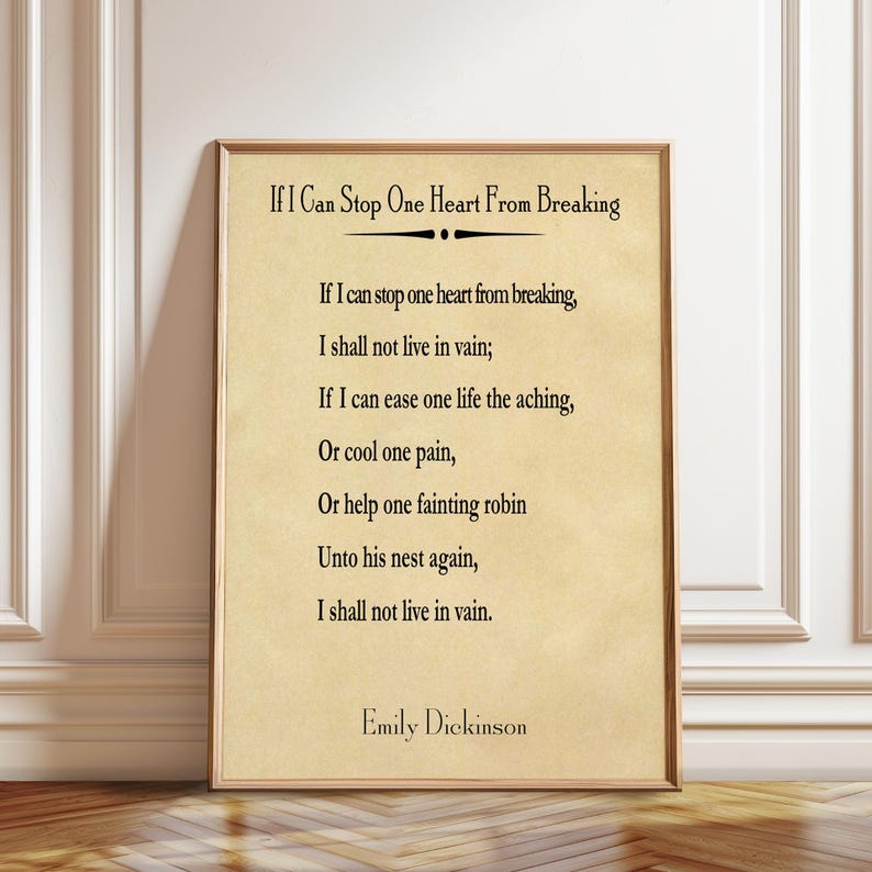 If I Can Stop Poem by Emily Dickinson - Poster, Framed, and Canvas ...