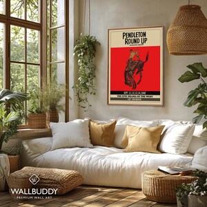 Pendleton Round-up Rodeo Poster: Cowboy on Bronco, Western Wall Art - Etsy