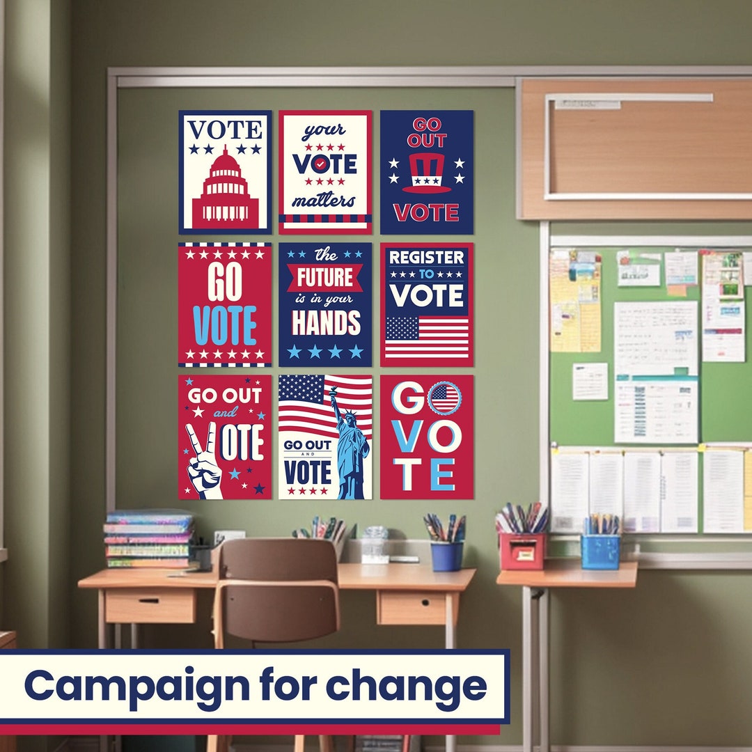 Vote Posters Election Posters Set of 9 Go Vote 2024 Election Campaign ...