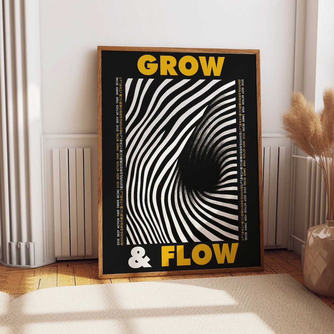 Grow & Flow Motivational Wall Art Poster Inspirational Growth Mindset ...