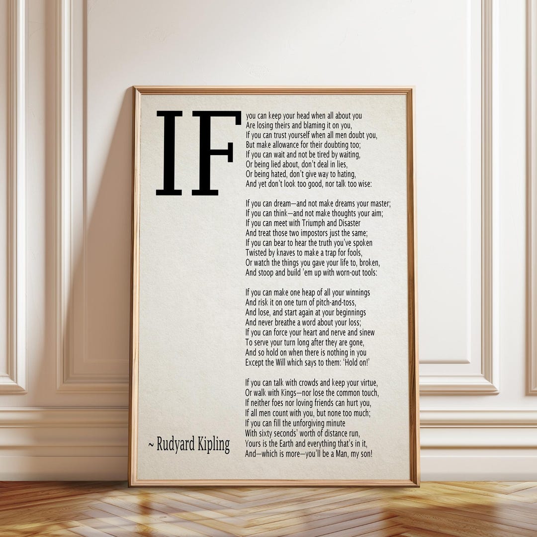 Rudyard Kipling "if" Poem Art Print: Motivational Wall Decor - Etsy