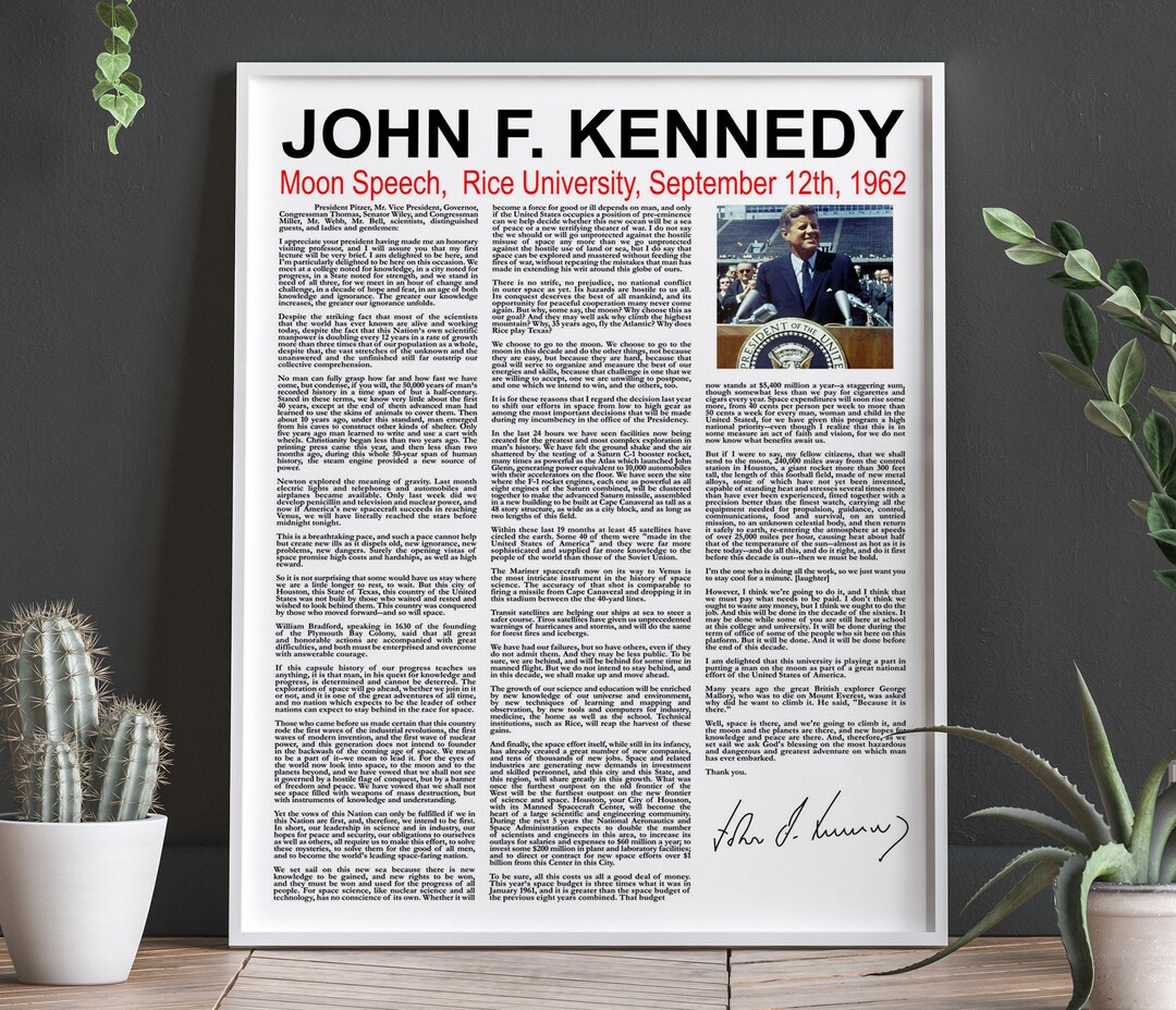 JFK Moon Speech We Choose to Go to the Moon 1962 - Etsy