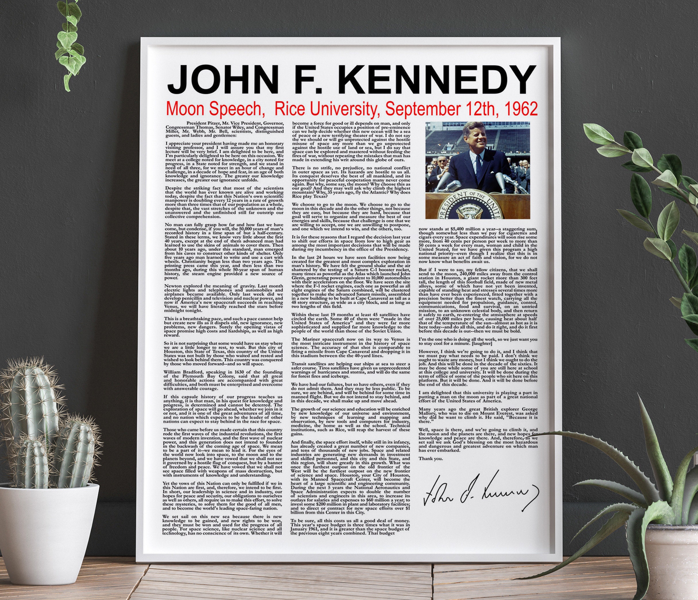 JFK Moon Speech We Choose to Go to the Moon 1962 - Etsy Ireland