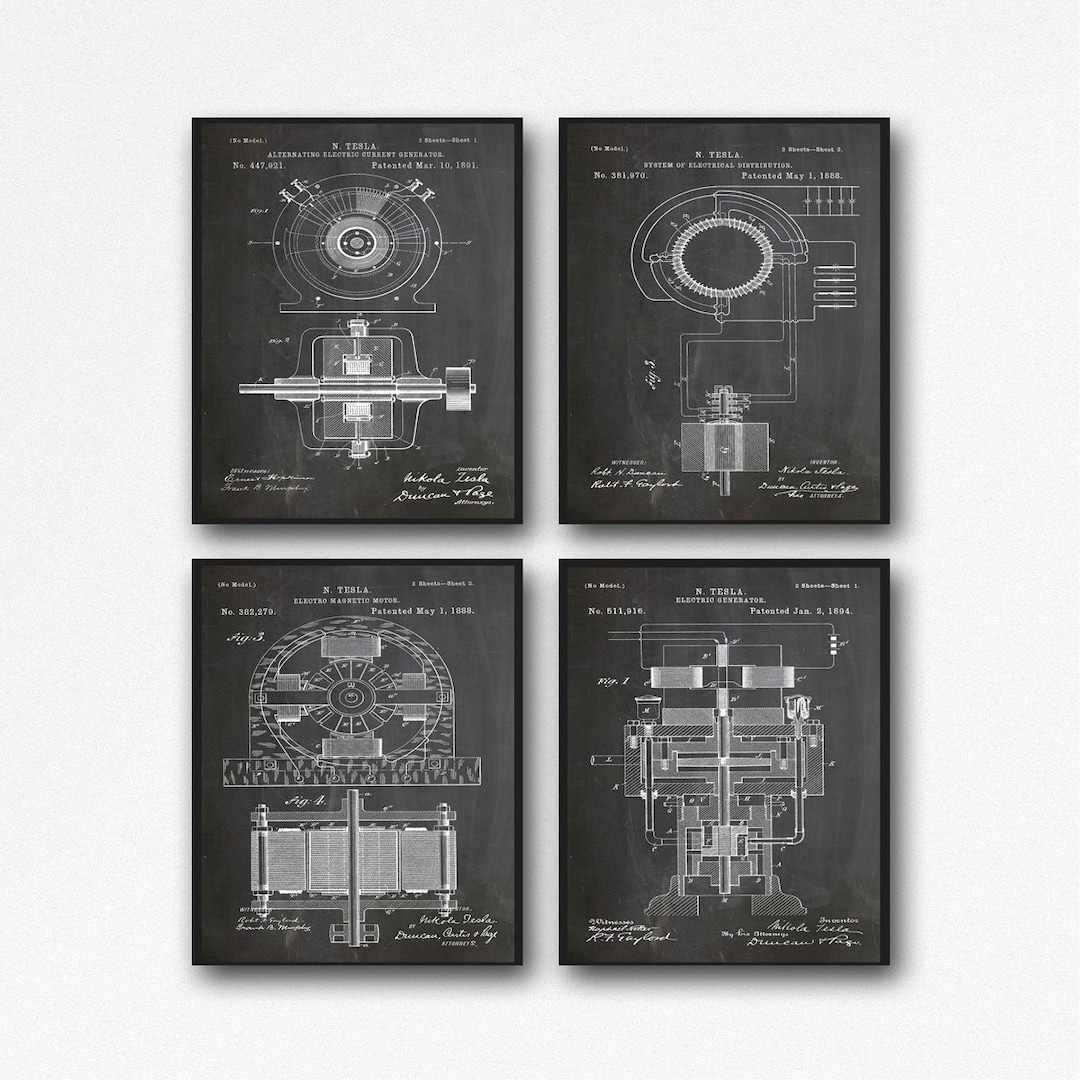 Tesla Inventions Nikola Tesla Poster Tesla Prints Tesla Wall Art Set of ...